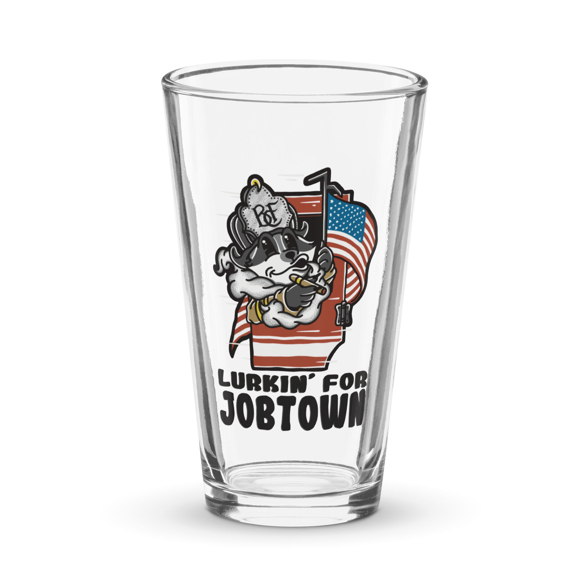 Lurkin' For Jobtown Pint Glass – Blue Collar Firemen